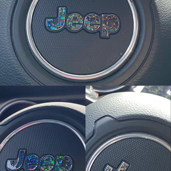 Holographic Sequins Jeep Emblem Sticker Decal, Wrangler JK, TJ, JL ...