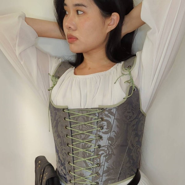 Cropped Peasant Style Corset delight Reversible Half-boned Stays ...