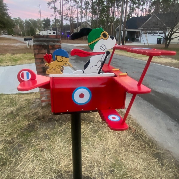 Red Baron Tri-plane Mailbox-mailbox-rural Tri-plane Mailbox-character ...