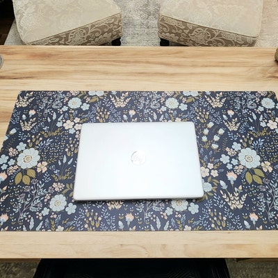 Desk Mat Modern Pretty Florals on Black Stylish Decor for Your Work ...
