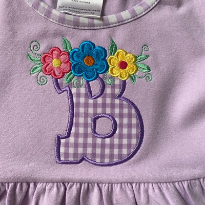 Monogram B Flowers Letter B Upper Case B Machine Embroidery Applique ...