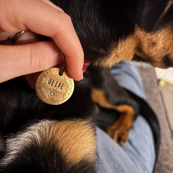 Dog ID Tag, Sun Dog Tag, Trees Dog Tag, Dog Tags, Sunshine Dog Tag, Pet ...
