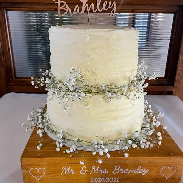 Personalised Rustic Square Wedding Cake Stand white or Oak Stain - Etsy