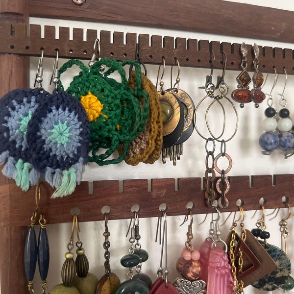 Earring Holder Framed Iorganize® Organizer - Movable Slats - Hoop Hooks ...