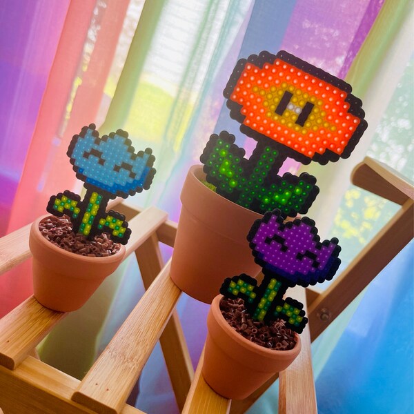 Retro Super Mario Bros Cute Flowers | Video Game Decor | Potted Faux ...
