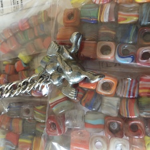 Traditional Turkish Artisan Handmade Cube Glass Beads, Large Hole Glass ...