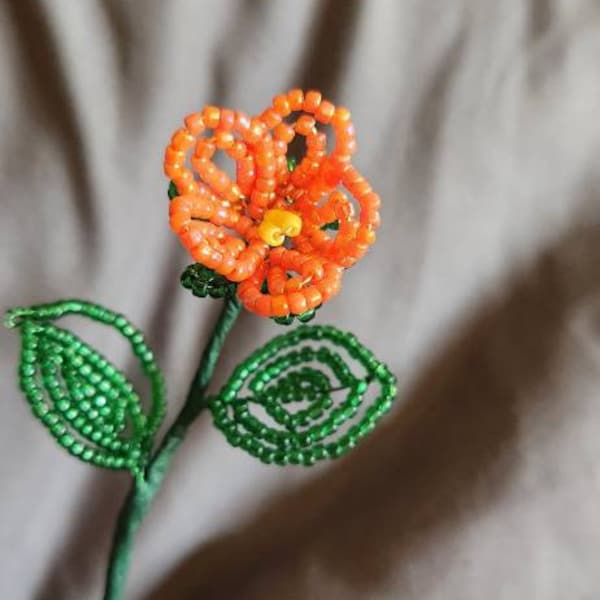 French Beaded Rose Flower Tutorial and Pattern - Pdf - Etsy