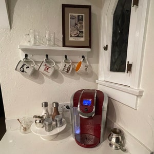 6 Cup Mug Rack With Shelf Mug Rack Wall Mounted Coffee Bar - Etsy