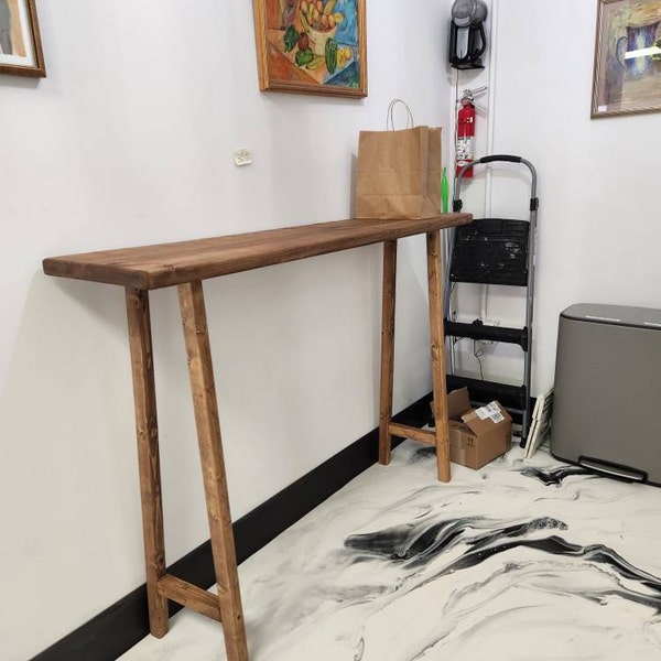 Wood Breakfast Bar | Bar Height Table | Rustic Bar Top Table | Behind ...