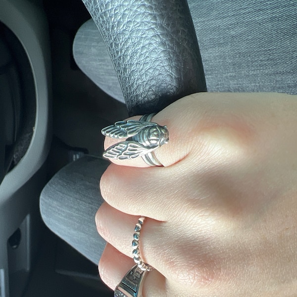 Silver Cicada Ring Sterling Silver Insect Ring Witch Ring Bug Ring ...