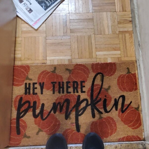 Hey There Pumpkin Doormat, Fall Welcome Mat, Fall Decor, Funny Doormat ...