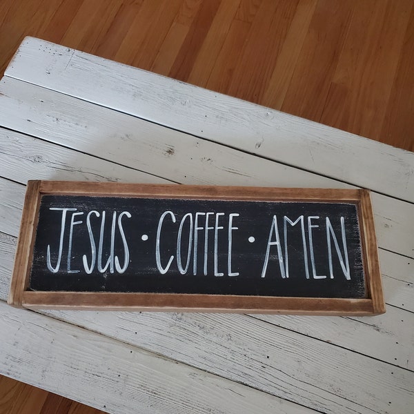 Jesus Coffee Amen Coffee Sign for Coffee Station, Christian Gift for ...