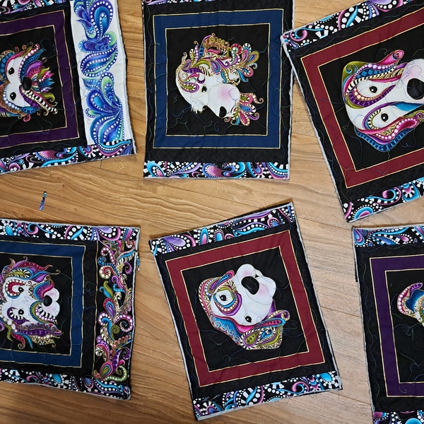 24" X 44" Panel Dogs Puppy Puppies Animals Gold Metallic Shimmer on ...