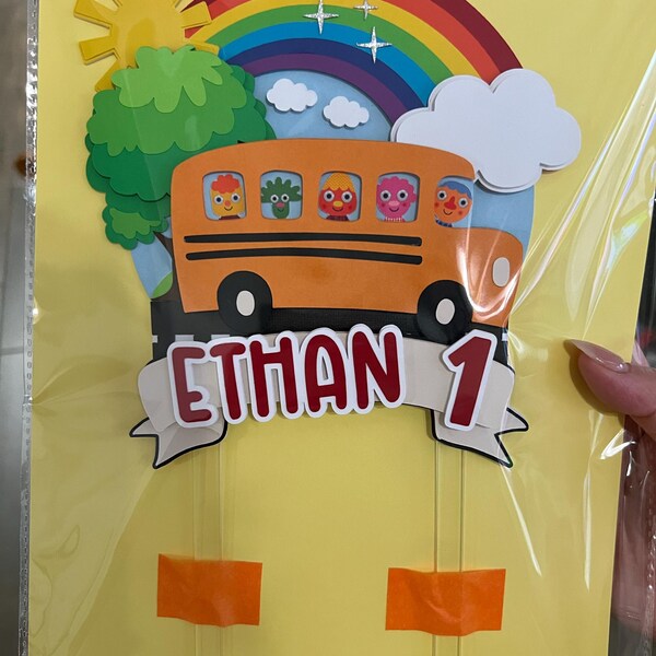 Personalized School Bus Cake Topper: Rainbow Birthday Party Decor - Etsy