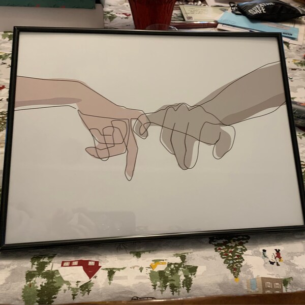 Beige Pinky Swear Printable, One Line Drawing Print, Pink Hands Artwork, Hand Poster, Original ...