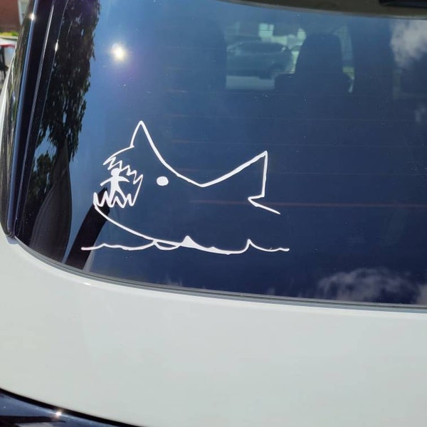 Man Eating Great White Shark Fish Movie Fan Car Bumper Decal Vinyl ...