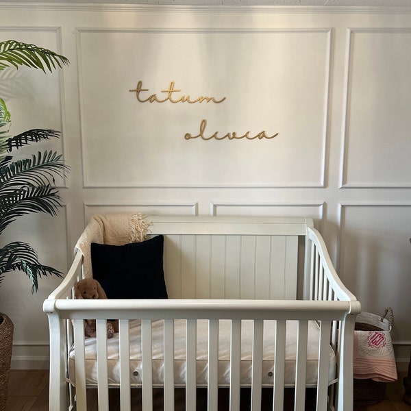 Wood Script Nursery Baby Room Name Laser Cut Sign Cursive First and ...