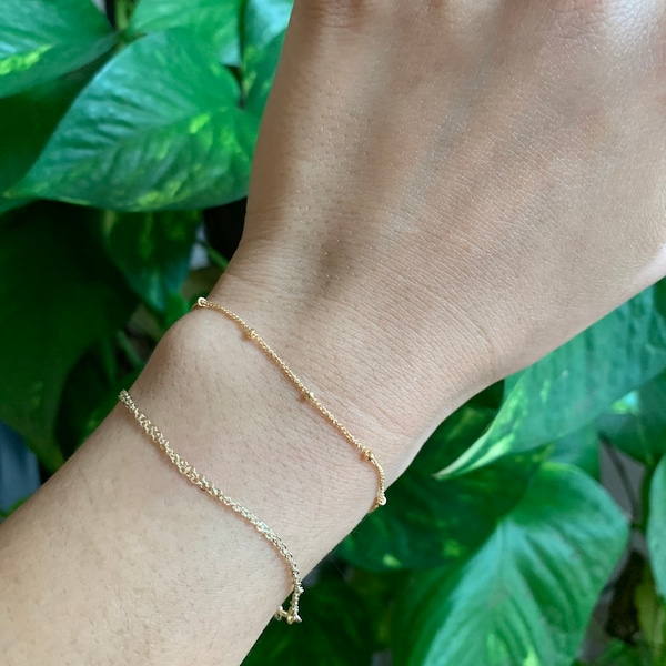 EVE Bracelet • Beaded Chain Bracelet • Delicate Bracelet, Minimal ...