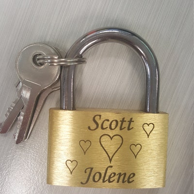 Engraved Padlock Love-lock Brass With Key and - Etsy