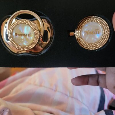 Metallic Rose Gold Custom Pacifier With Personalized Baby's Name Gift ...