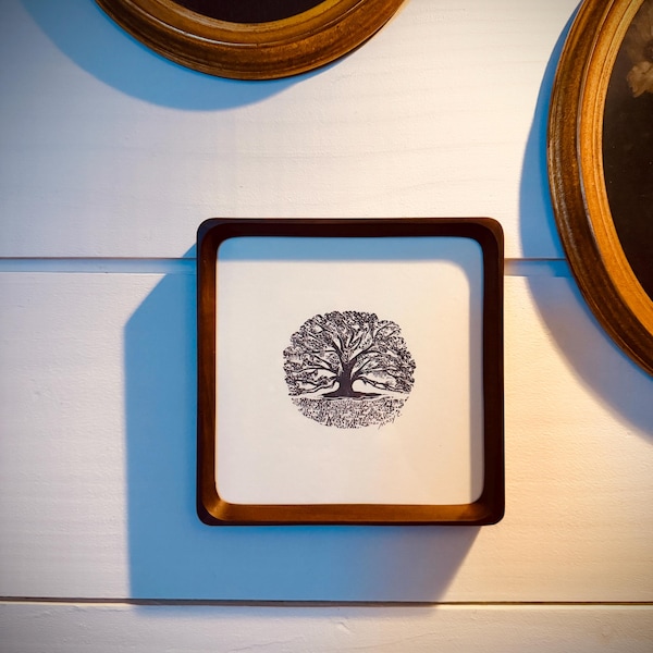 Little Big Oak Tree Original Block Print - 6x6 Neutral Print - Small ...