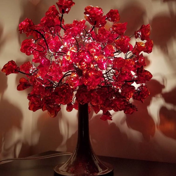 Red Table Lamp, Bedside Lamps With Red Roses Flowers, Romantic Table ...