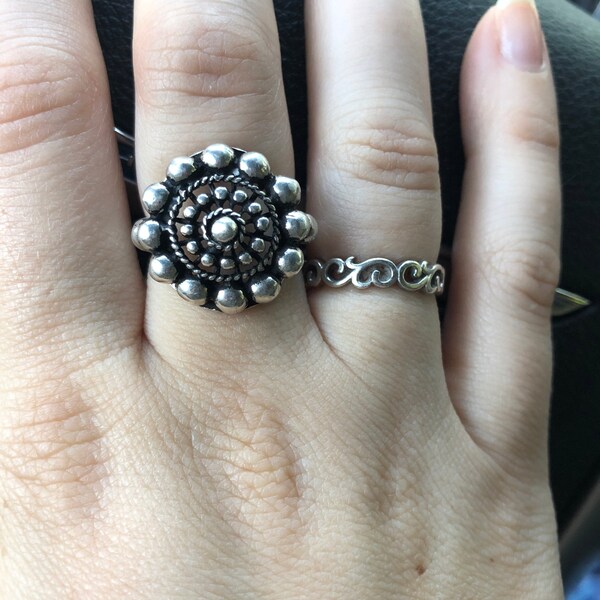 Historic Charro Button Ring - Sterling Silver Ring - Traditional ...