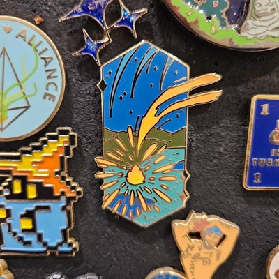 Meteor Pin Celestial Scene Anime Gold Comet Star Flame Castle Space ...