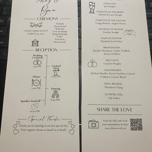 Infographic Wedding Program, Ceremony Program Template, Editable ...