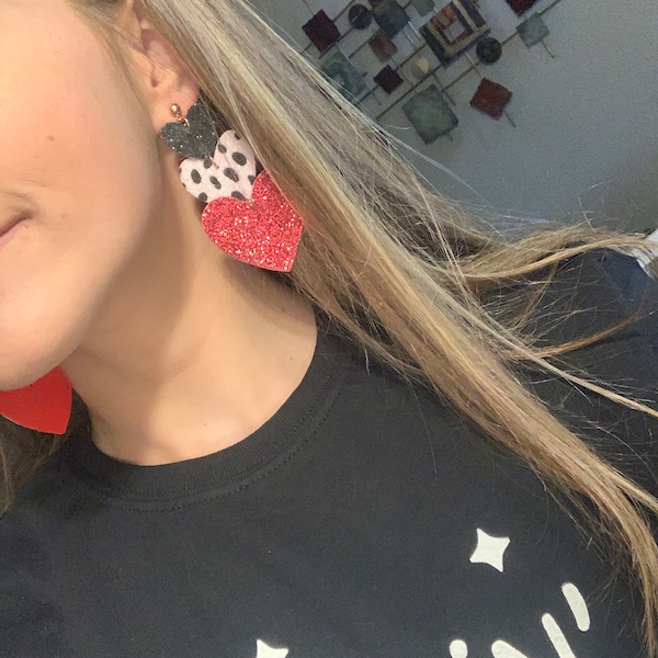 Cruella Deville Inspired Costume Earrings and Necklace Set Heart Shaped ...