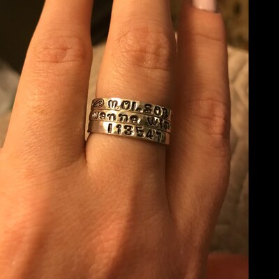 PERSONALIZED RING Stamped Name Ring Hand Stamped Gold, Fine Silver ...