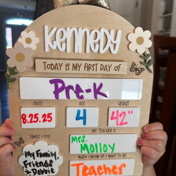 First Day of School Sign, Personalized Girl Back to School Sign, School ...