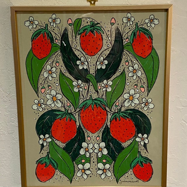 Strawberry Folk Art Prints