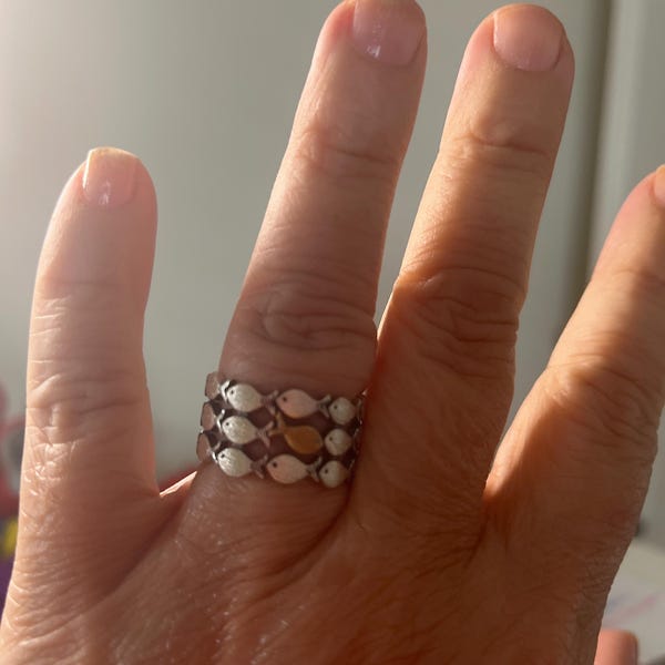 Swimming Against the Current. Sterling Adjustable Ring. School of Fish ...