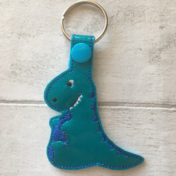 Dinosaur Key Fob, Machine Embrodiery Design, ITH, in the Hoop, Key Fob ...