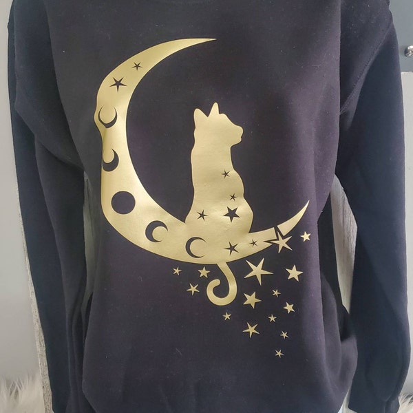 Cat and Moon SVG, Gothic SVG, Halloween SVG, Black Cat, Boho Svg ...