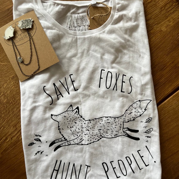 Fox T-shirt - Save Foxes Hunt People - Unisex Tshirt DIFFERENT COLOURS ...