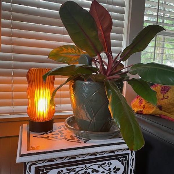 WAVY X AMBER · Japandi Table Lamp · Warm Orange Glow · Handmade From ...