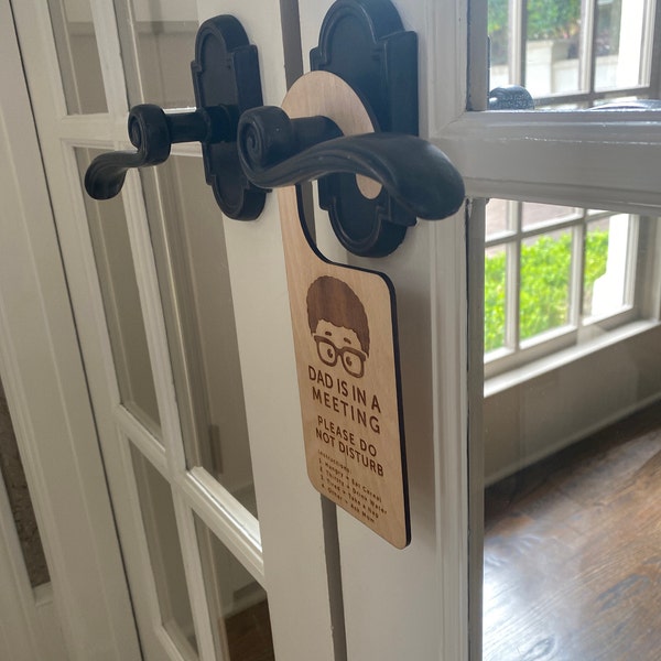Dad Working Door Hanger | Please Do Not Disturb Sign | Dad is in a ...