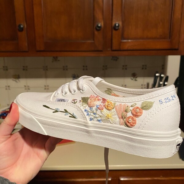 Custom Embroidered Vans Shoes by Hand to Order, Personalized Embroidery ...