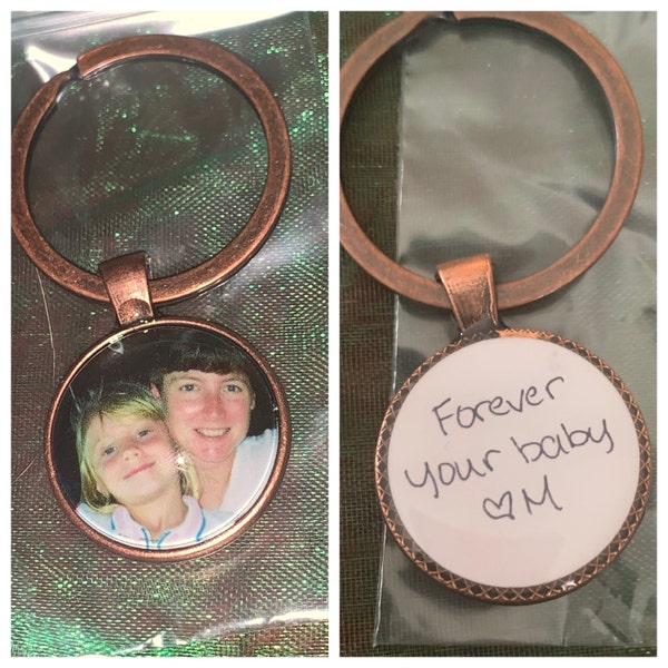 Custom Handwriting & Photo Key Chain - Double Sided Handwritten Message ...