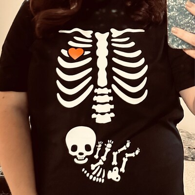 Pregnant Halloween Skeleton Baby SVG Clipart, Preggo Halloween Digital ...