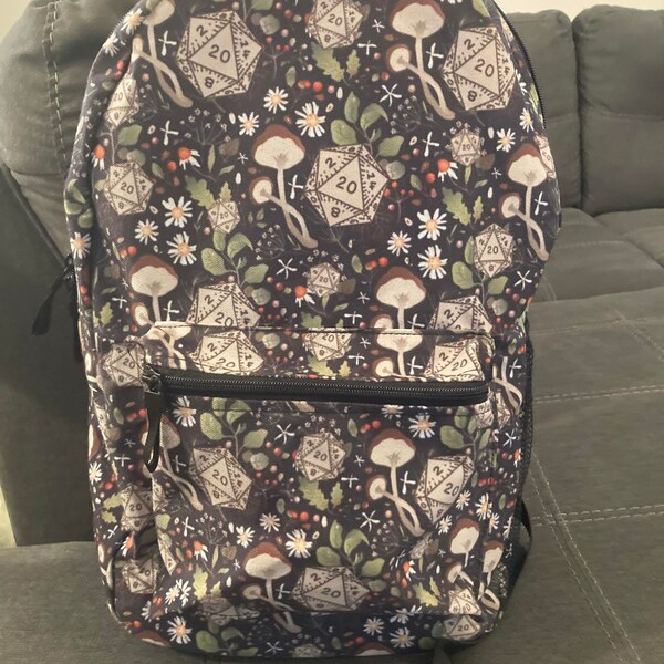 Dnd Backpack, Dnd Laptop Bag Backpack, Mushrooms D20 Backpack, Dnd ...