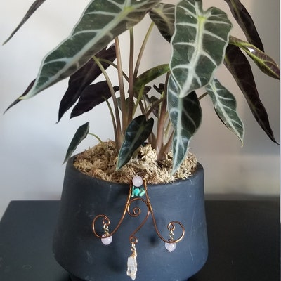 Clear & Rose Quartz Crystal Flower Pot Decoration, Planter Pot ...