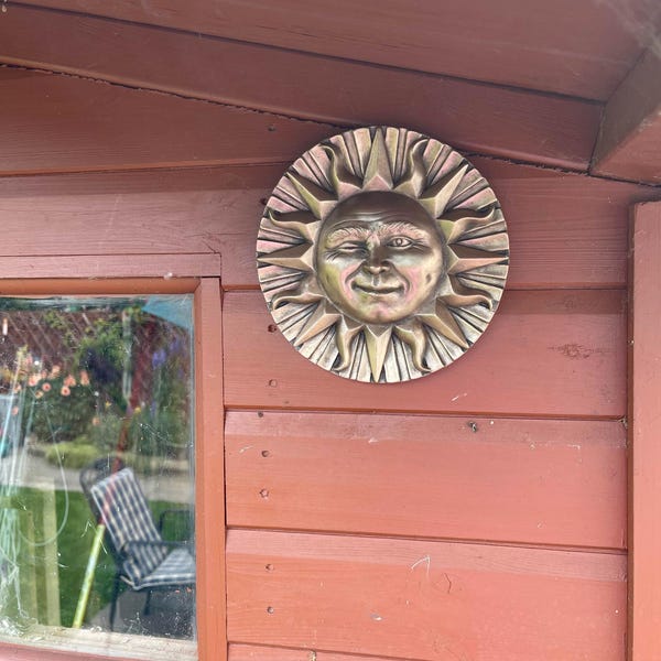 Small Winking Sun Face Wall Plaque in Bronze Resin - Etsy