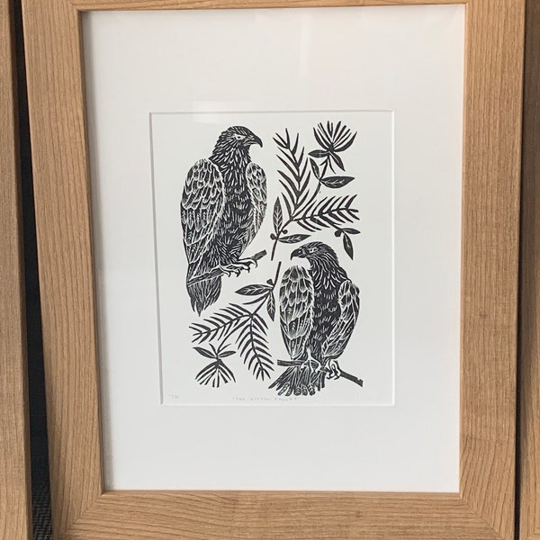 Desert Hawk Rabbit Block Print - Etsy