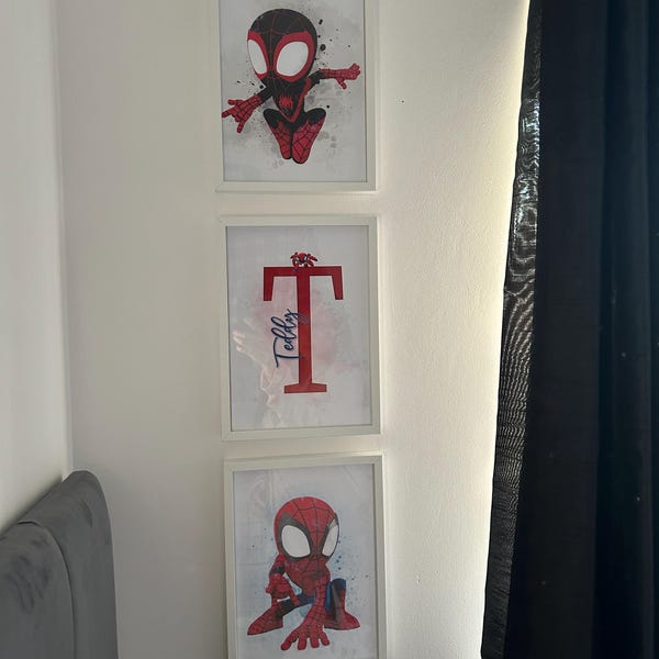 Spidey and Friends Wall Art - Custom Nameful Nursery Decore - Artful ...
