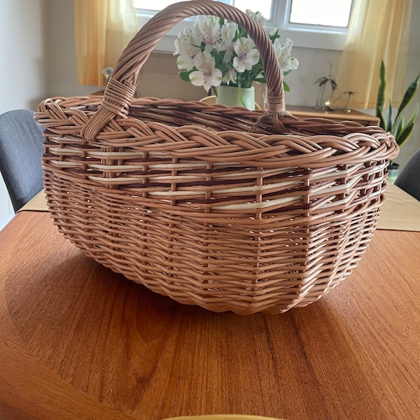 Wicker Willow Basket for Shopping, 100% Handmade, Big Basket ...
