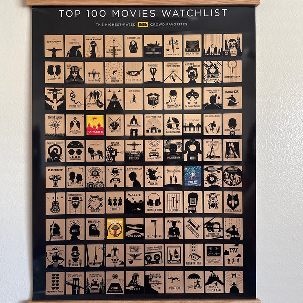 Official Imdb Top 100 Movies Scratch off Poster - Gift for Movie Lovers ...