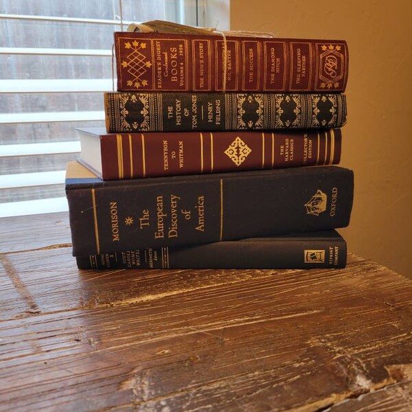 Set of 5 Vintage Books Customizable by Color Authentic Hardcover ...